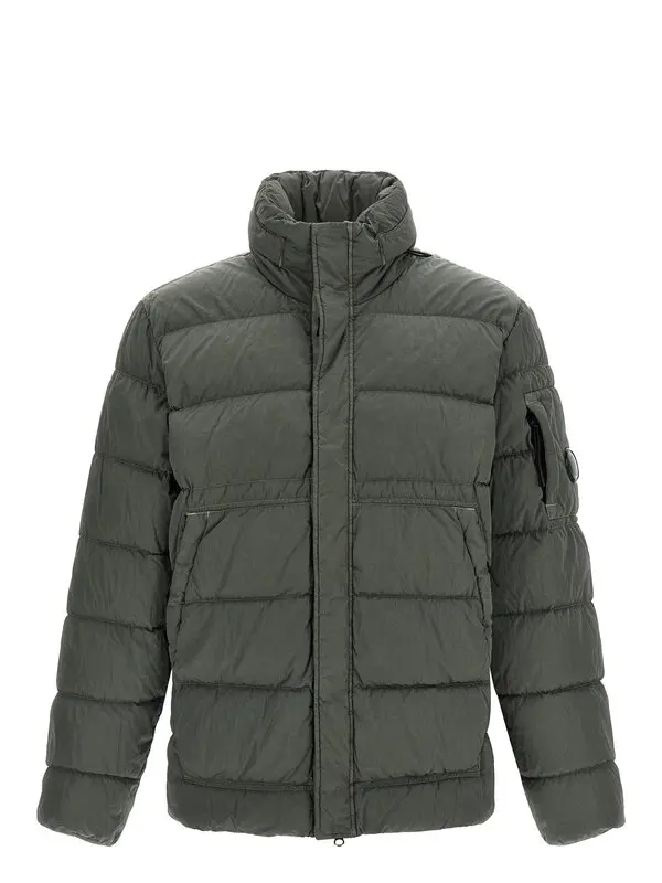 C.P. COMPANY Quilted Down Jacket With Removable Hood - Gray