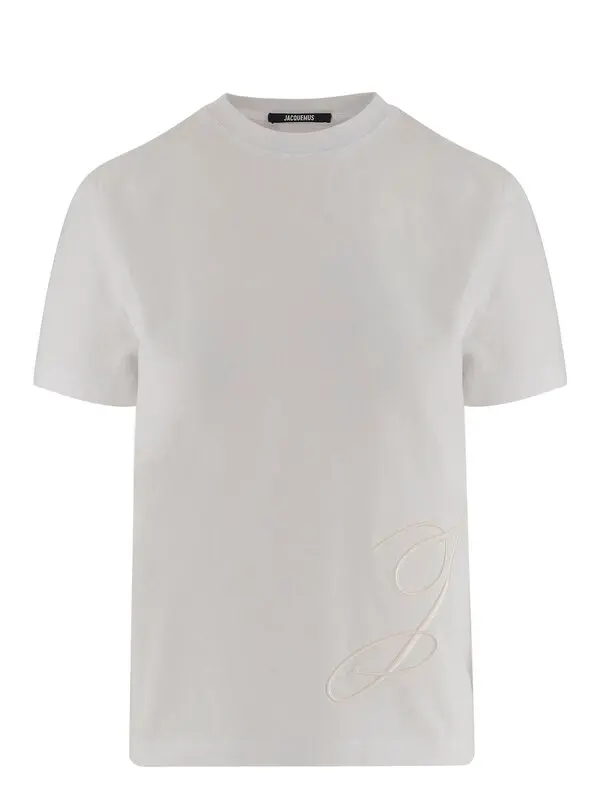 Jacquemus Cotton T-shirt With Embroidered Logo - White