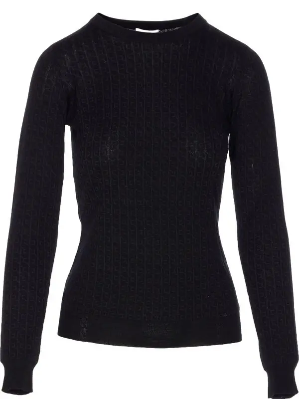 Elisabetta Franchi Crewneck Wool Blend Sweater - Black