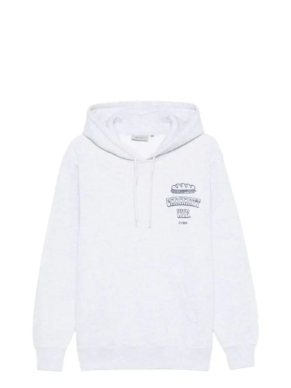 Carhartt Work In Progress Logo Cotton Hoodie - Light Grey