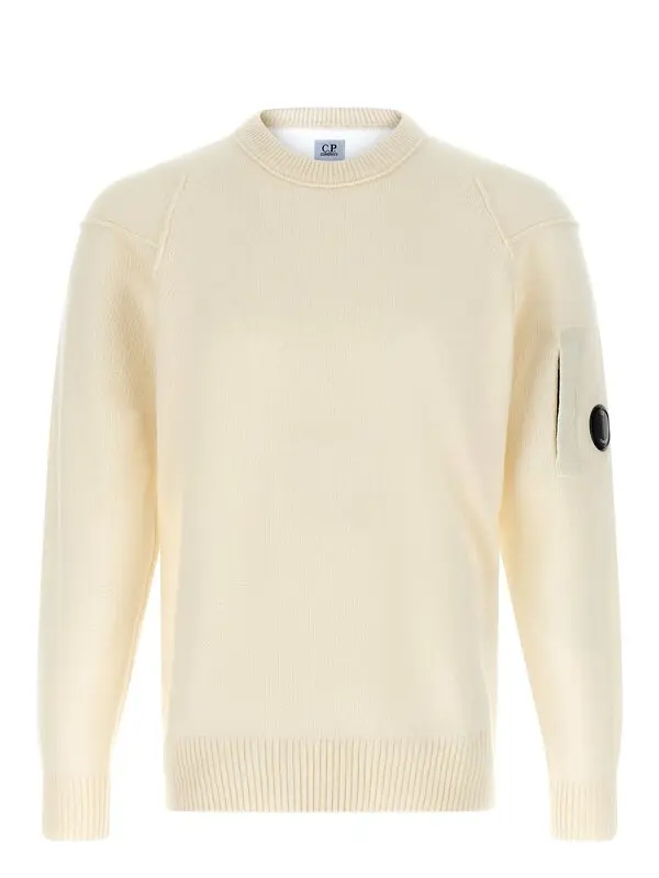 C.P. COMPANY Lens Wool Sweater - White