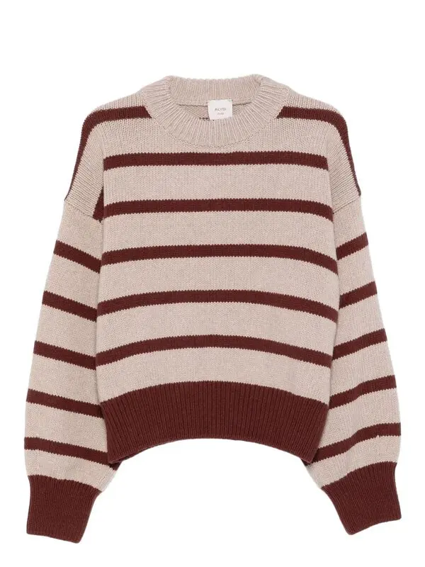 ALYSI Striped Wool Jumper - Beige