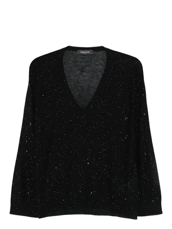Fabiana Filippi Wool V-neck Sweater - Black