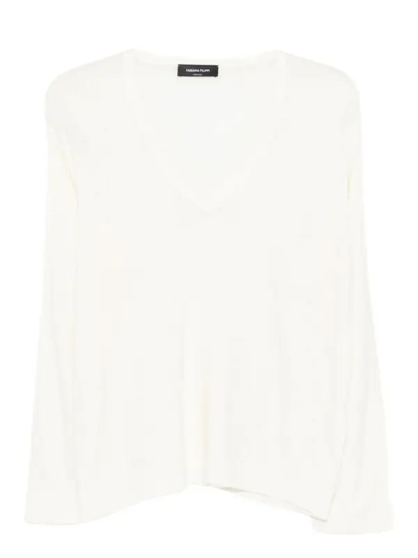 Fabiana Filippi V-neck Wool Sweater - White
