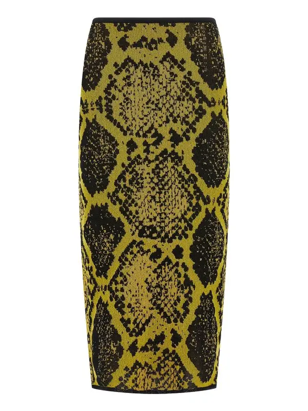 Attico Python Jacquard Midi Skirt - Yellow