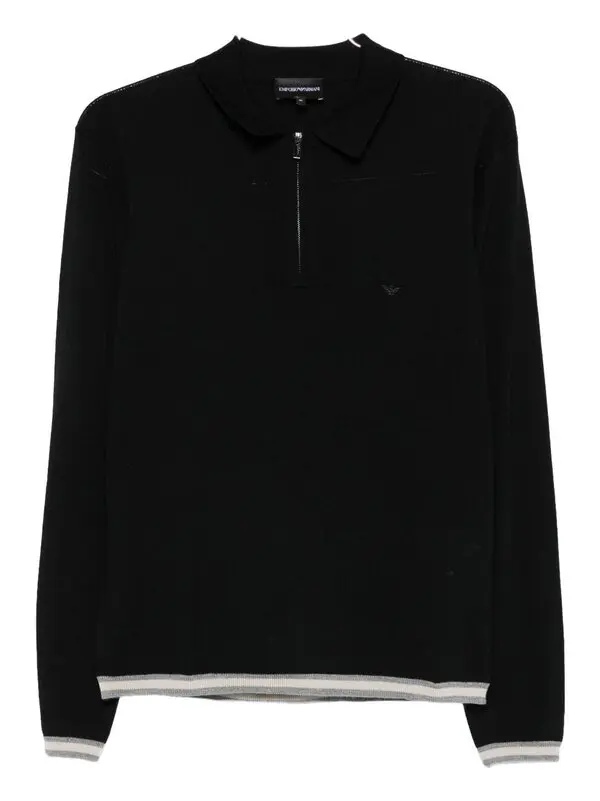 Emporio Armani Wool Polo Shirt - Black