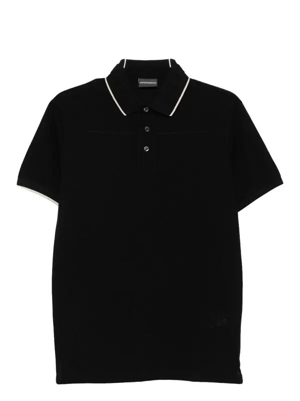 Emporio Armani Logo Cotton Polo Shirt - Black