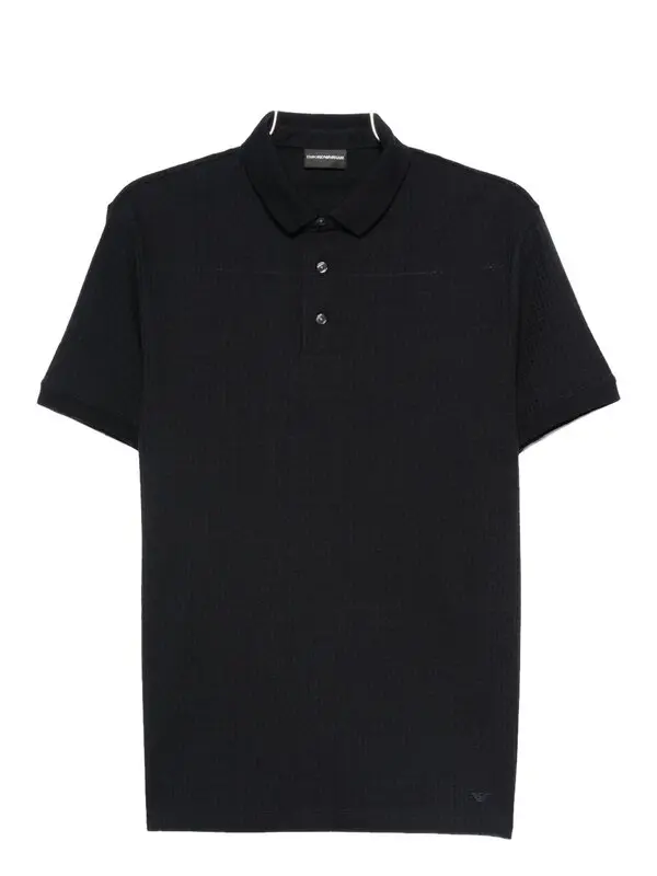 Emporio Armani Printed Cotton Polo Shirt - Blue