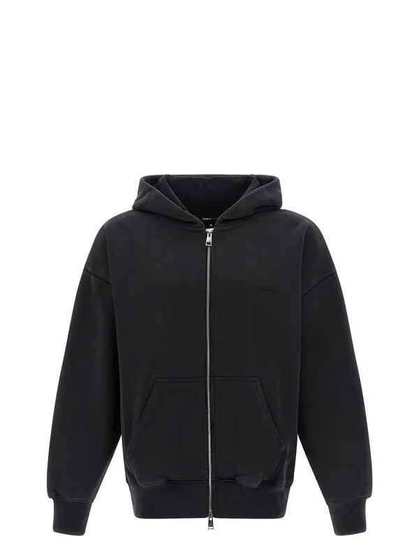 PURPLE BRAND Hooded Zip-up Sweatshirt - Black