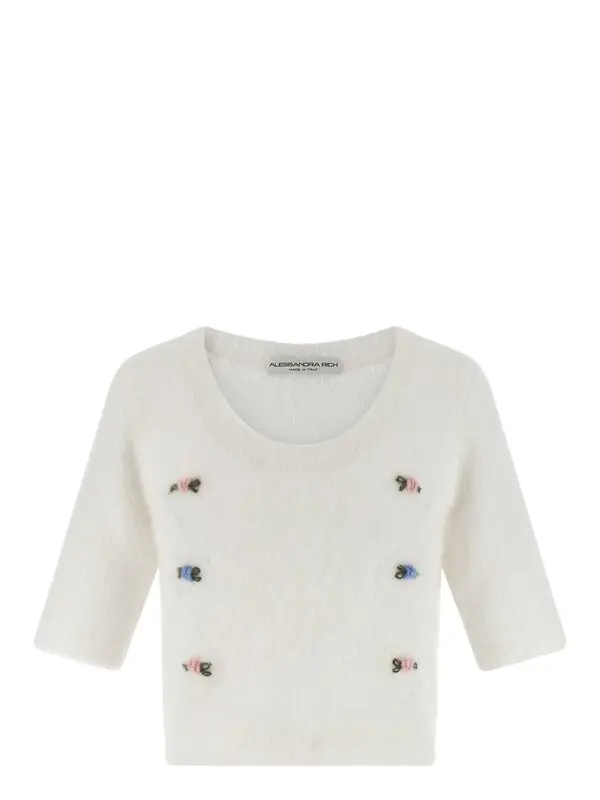 Alessandra Rich Carded Mohair Sweater - White