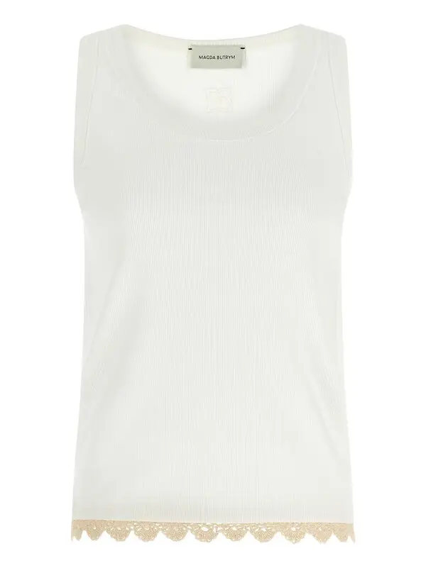 Magda Butrym Ribbed Cotton Stretch Top - White