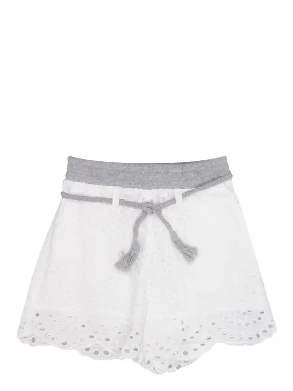 MAX&CO Shorts With San Gallo Lace - White