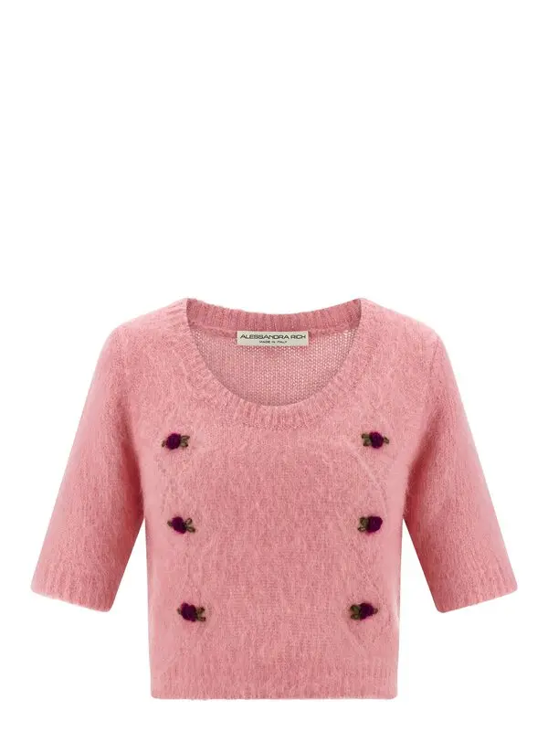 Alessandra Rich Carded Mohair Sweater - Pink