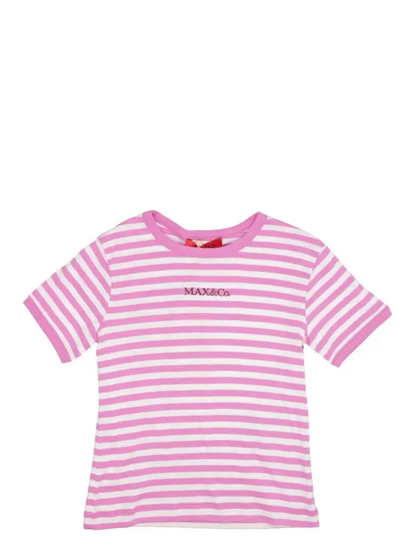 MAX&CO Striped Cotton Top - Bianco+fuxia