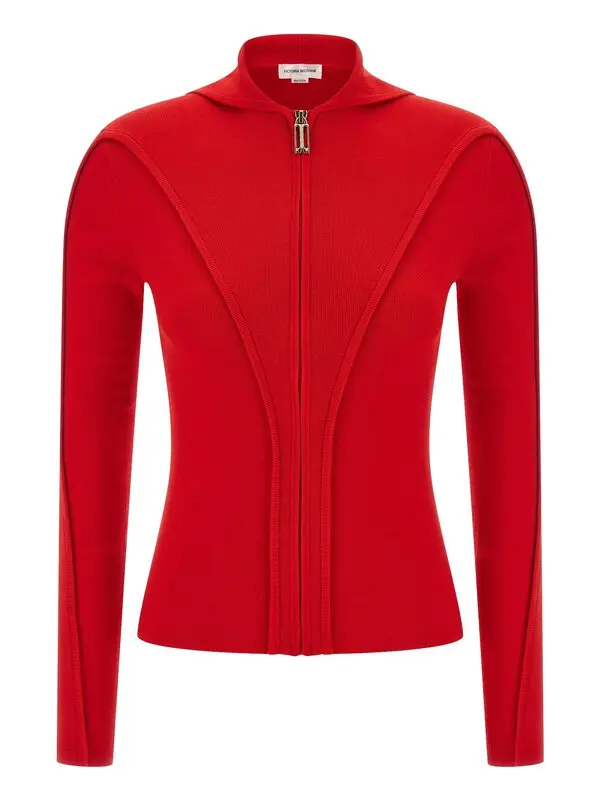 Victoria Beckham Hooded Cardigan - Red