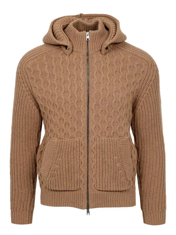 Tagliatore Honeycomb Knitted Wool Blend Jacket - Brandy