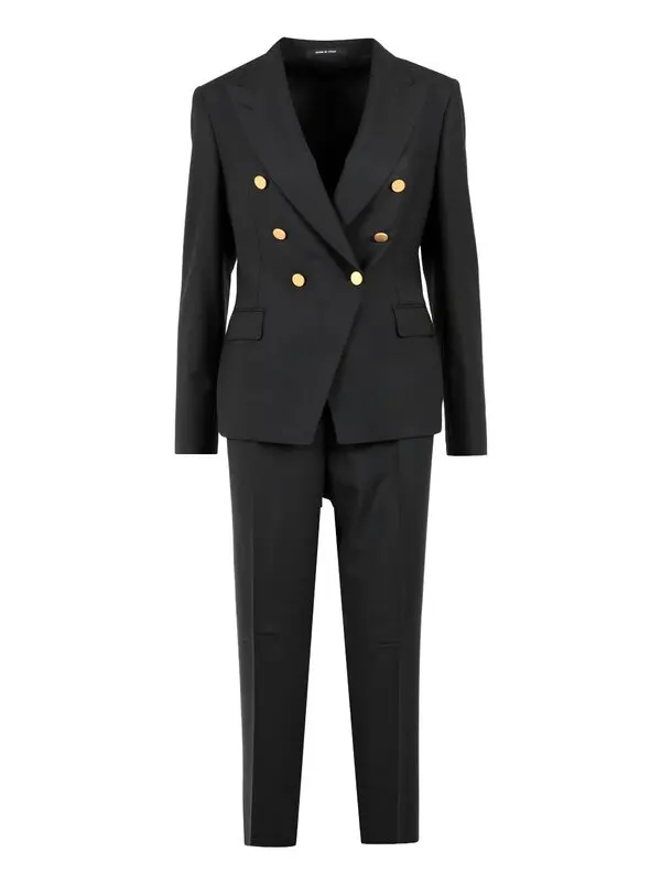 Tagliatore Virgin Wool Double-breasted Suit - Black