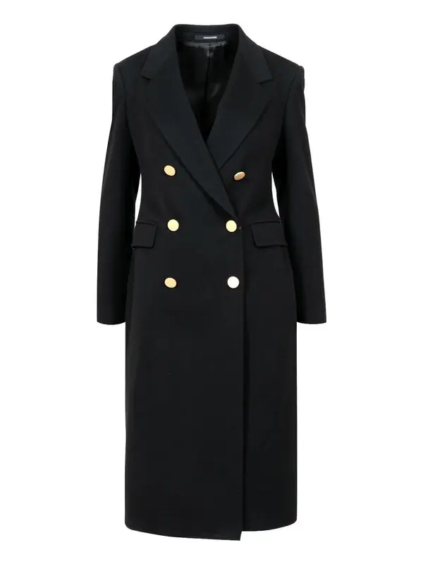 Tagliatore Double-breasted Virgin Wool And Cashmere Coat - Black