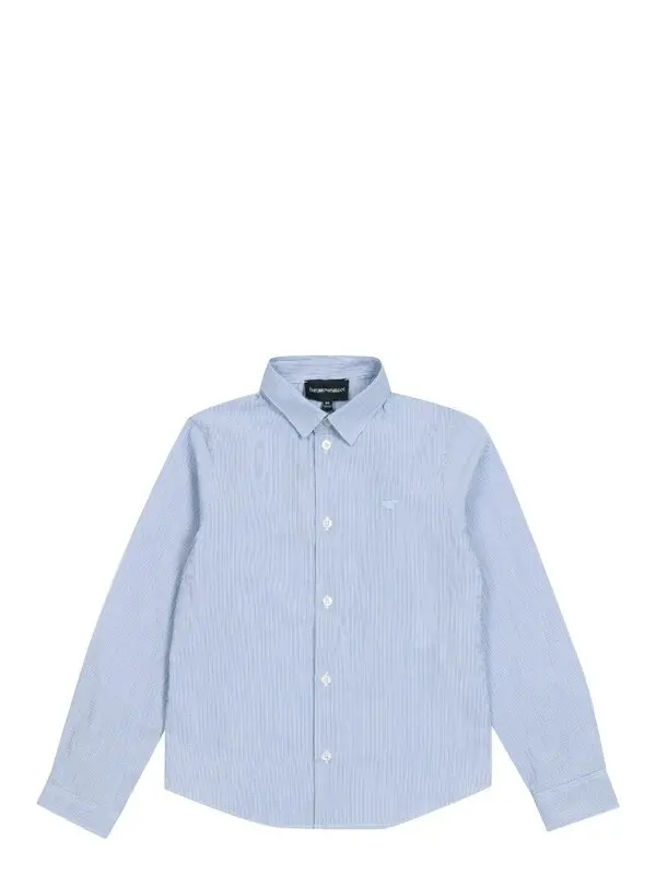 Emporio Armani Striped Cotton Shirt - Celeste+bianco