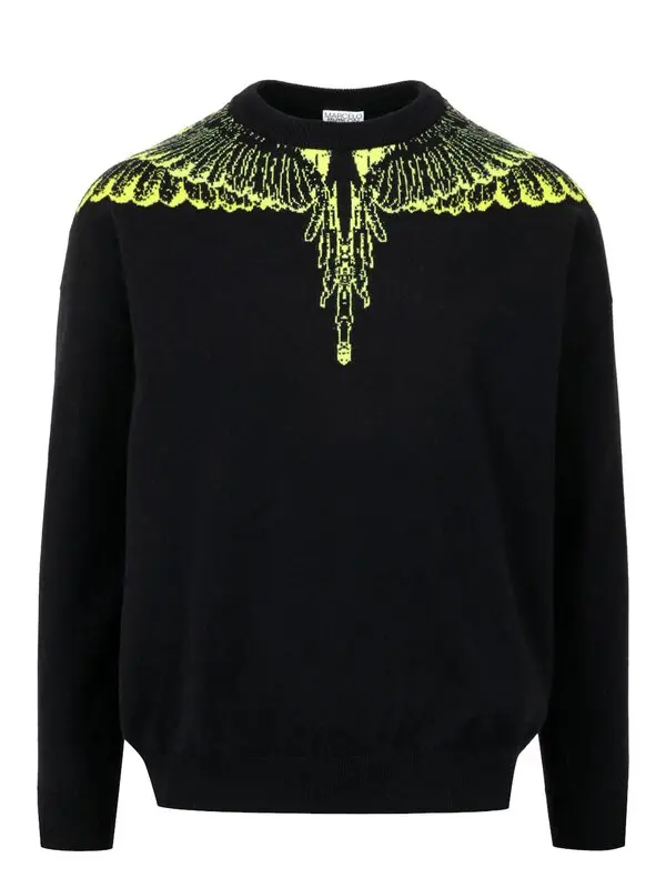 MARCELO BURLON COUNTY OF MILAN Sweater With Graphic Wing Print - Black