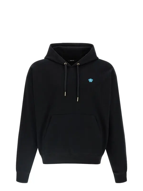 Versace Medusa Patch Cotton Hoodie - Black