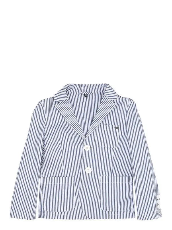 Emporio Armani Striped Single-breasted Blazer - White