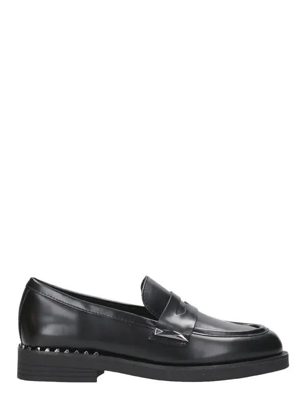 Ash Studded Leather Loafer - Black