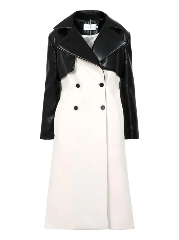 SIMONA CORSELLINI Double-breasted Faux Leather Coat - White