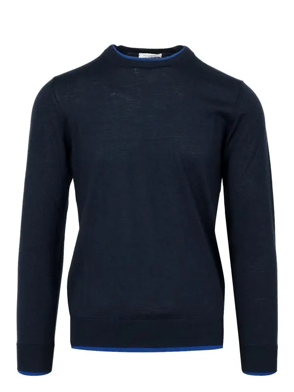 PAOLO PECORA Wool Crew Neck Sweater - Blue