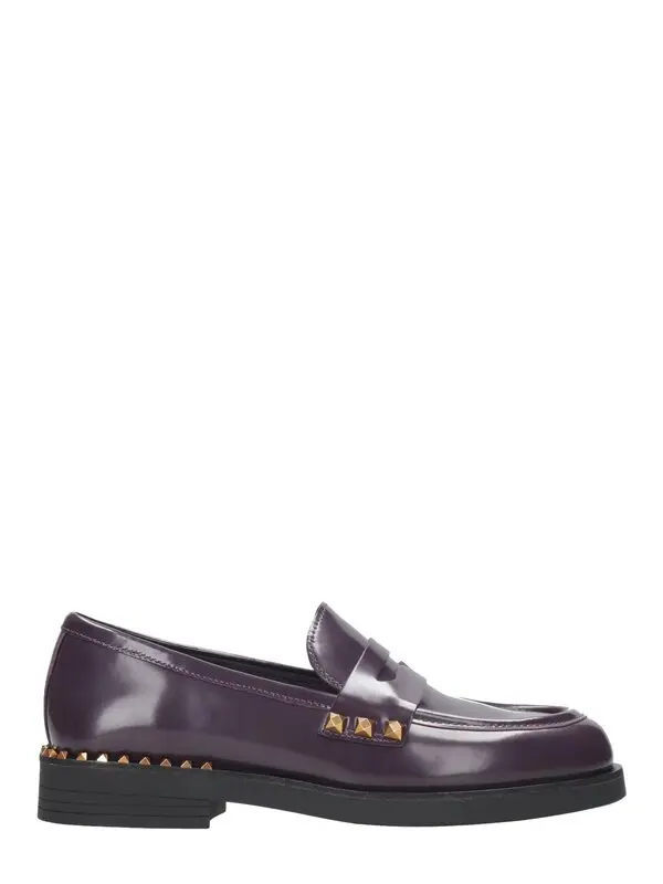 Ash Polished Calfskin Loafers - Dark Violet