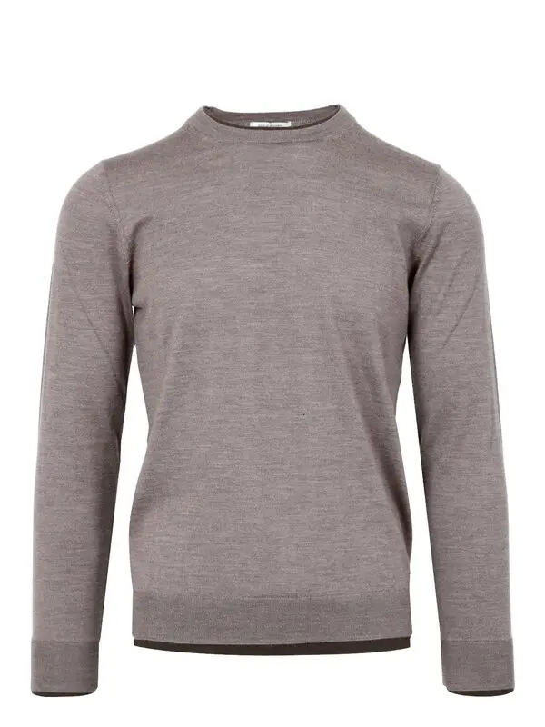 PAOLO PECORA Crew Neck Wool Sweater - Brown