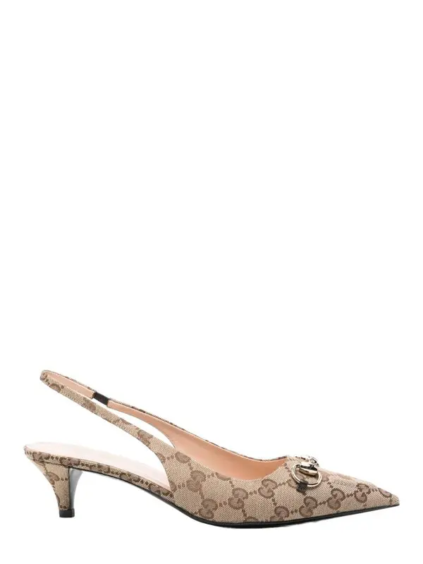 Gucci Gg Supreme Slingback Pumps - Beige