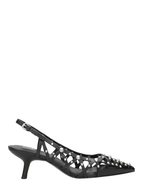 Ash Studded Leather Heels - Black