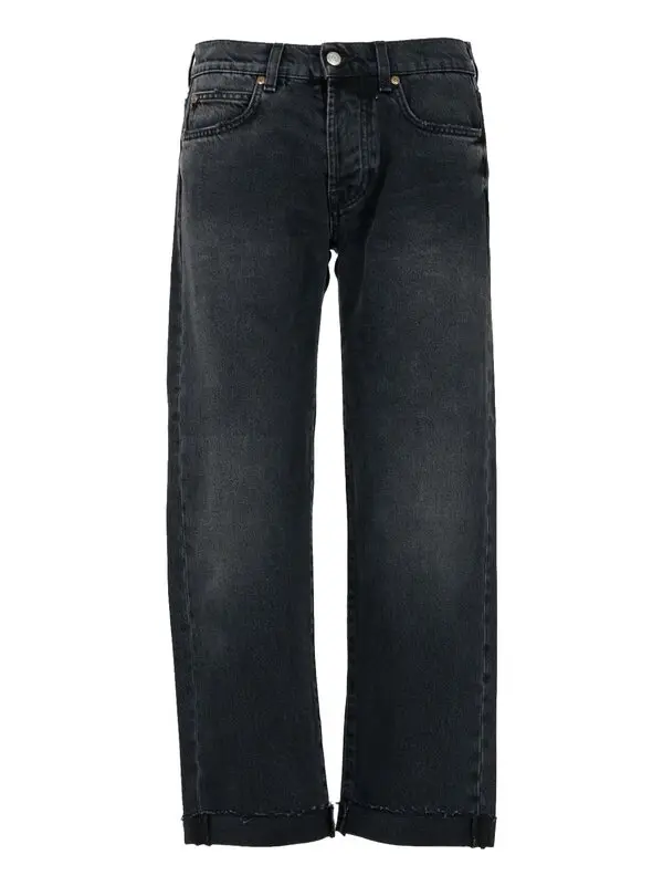 ROY ROGER'S Cropped Boyfriend Jeans - Denim Nero