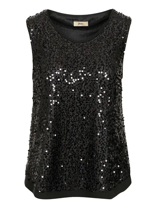 Herno Sequin Sleeveless Shirt - Black