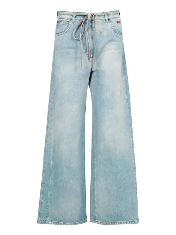 MSGM Delavé Wide Leg Jeans - Light Denim