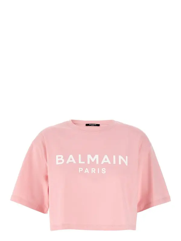 Balmain Logo Crop T-shirt - Pink