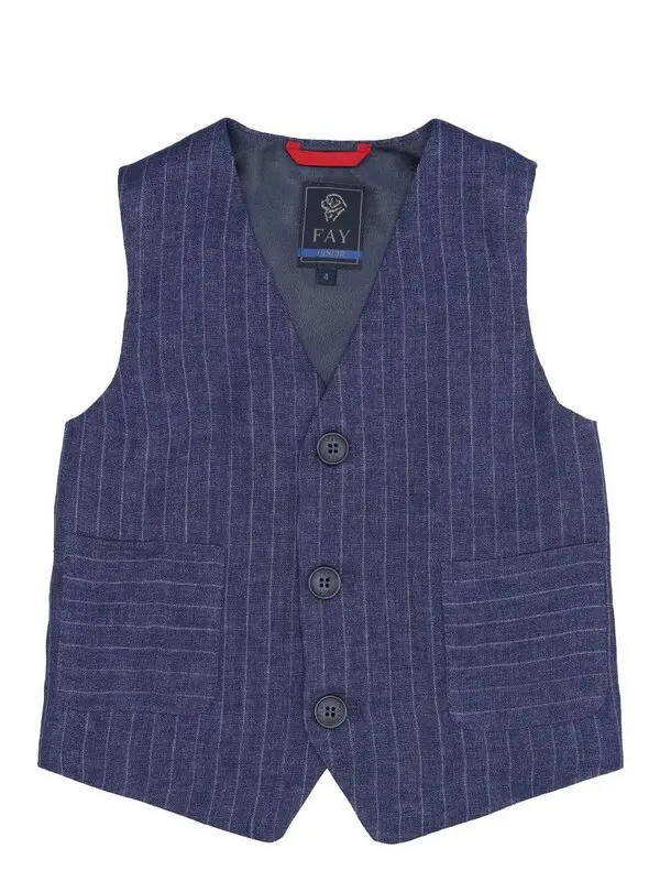 FAY Cotton Pinstripe Vest - Blu Navy+avorio