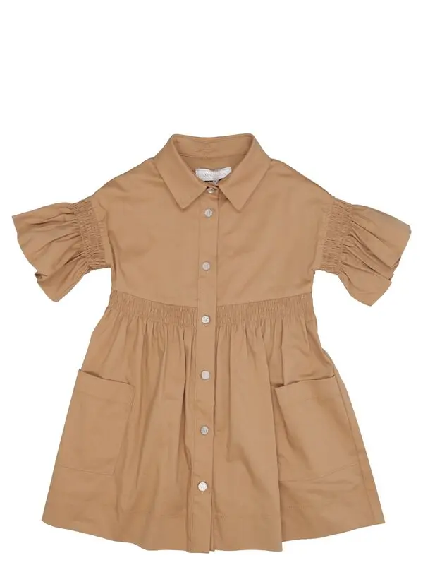 Monnalisa Cotton Dress - Brown