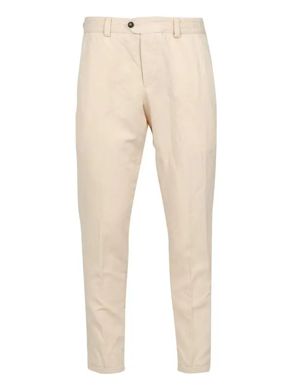 PT TORINO Cotton And Linen Trousers - Cream