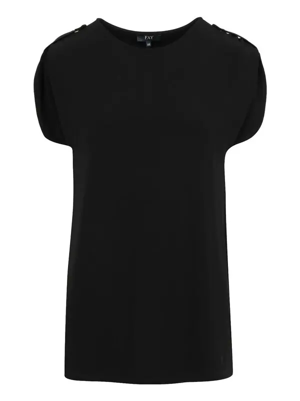 FAY Viscose Blend Jersey Top - Black