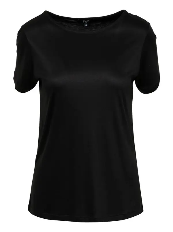 FAY Logo-embroidered Jersey Top - Black