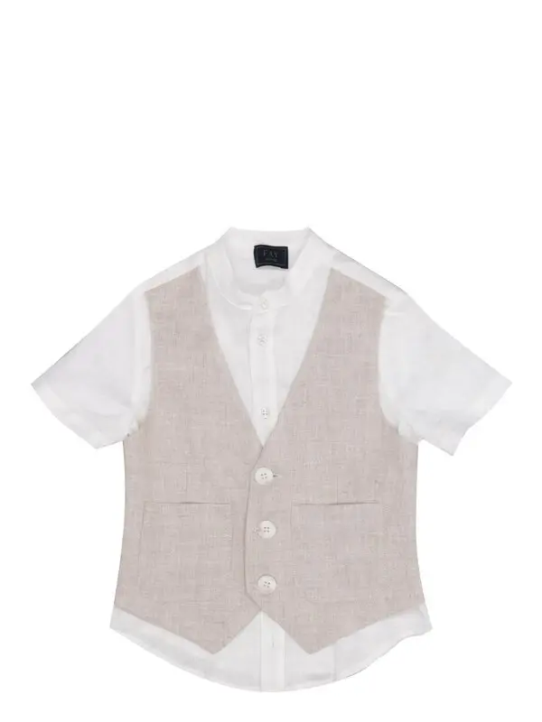 FAY Shirt With Waistcoat Effect - Bianco+ecru