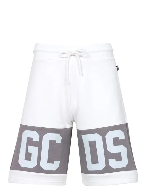 Gcds Logo Band Cotton Shorts - White