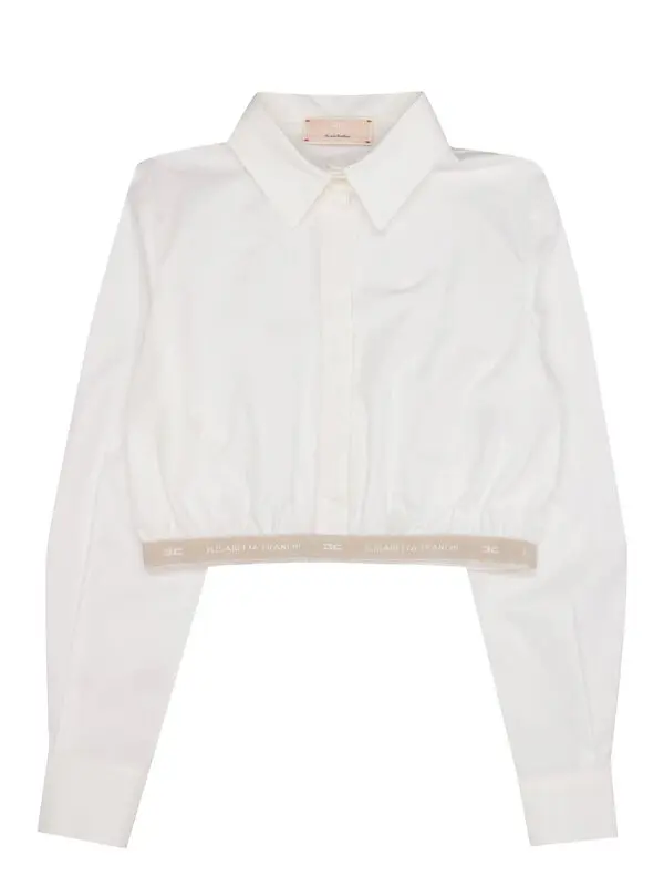 Elisabetta Franchi Cotton Crop Shirt - Ivory