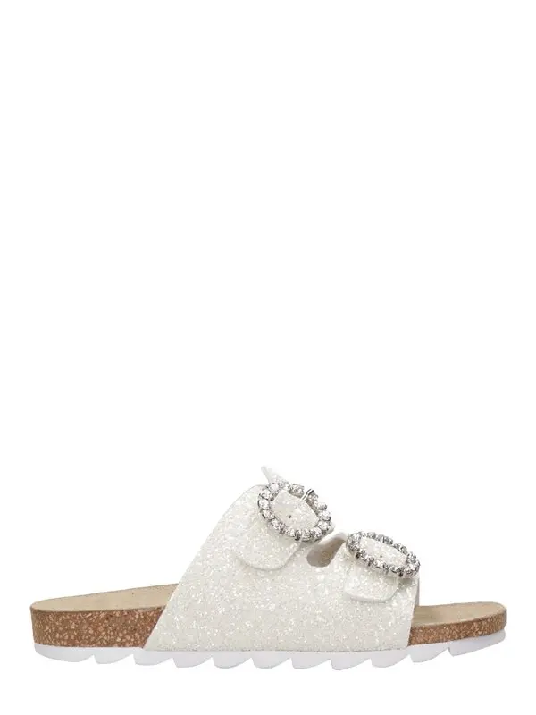 Monnalisa Sandals With Jewel Buckle - Cream