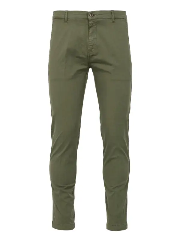 ROY ROGER'S Slim Fit Cotton Gabardine Trousers - Green