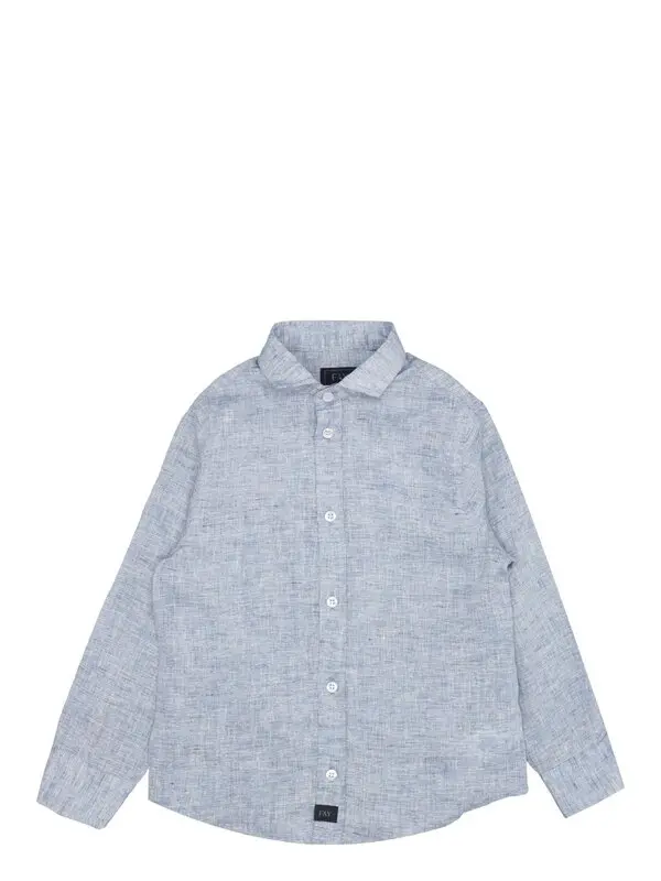 FAY Button-down Linen Shirt - Light Blue