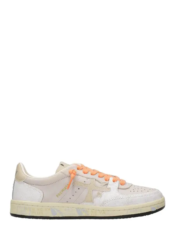 Premiata Leather And Suede Sneakers - Bianco+beige