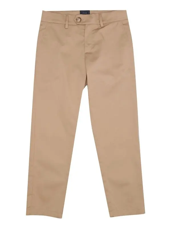 FAY Cotton Cigarette Leg Trousers - Beige